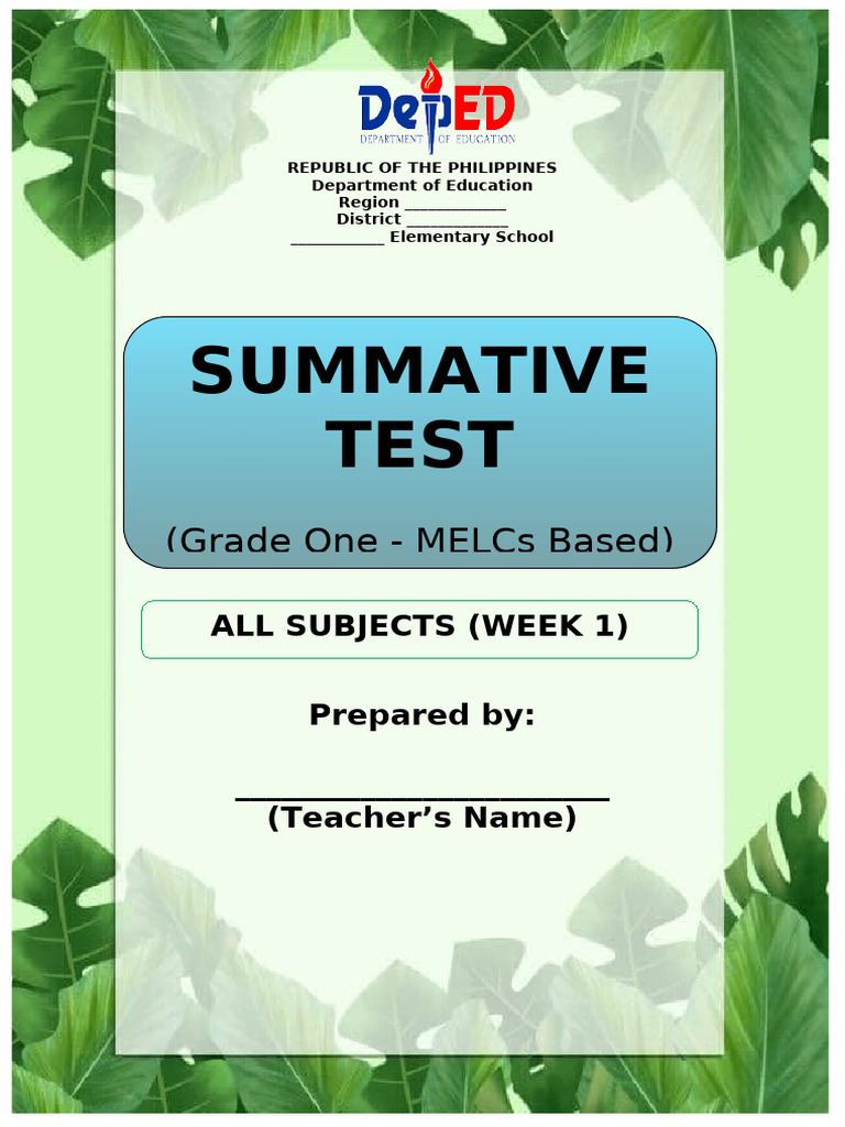 Q1w1-Summative Test With Tos-Ak-All Subjects | PDF
