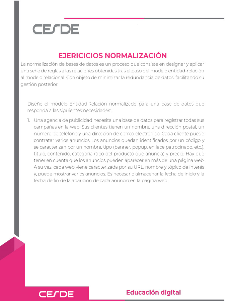 Ejercicios de Normalización | PDF