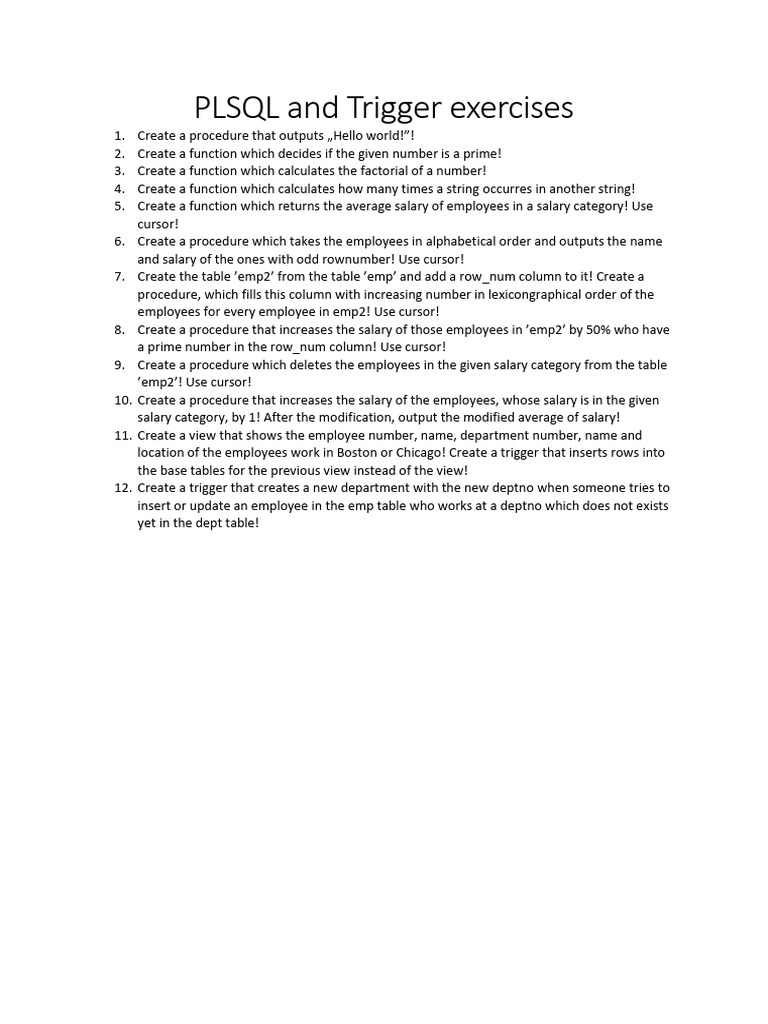 pr02 - PLSQL-trigger Exercises | PDF