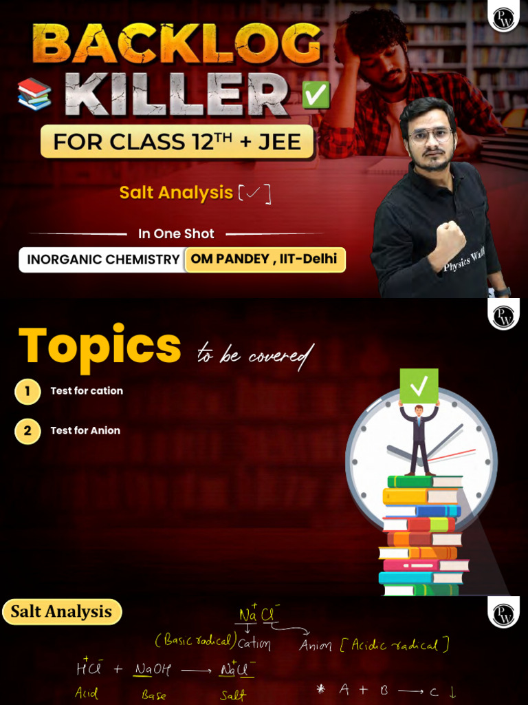 Salt Analysis - Class Notes - Backlog Killer For Class 12th JEE | PDF ...