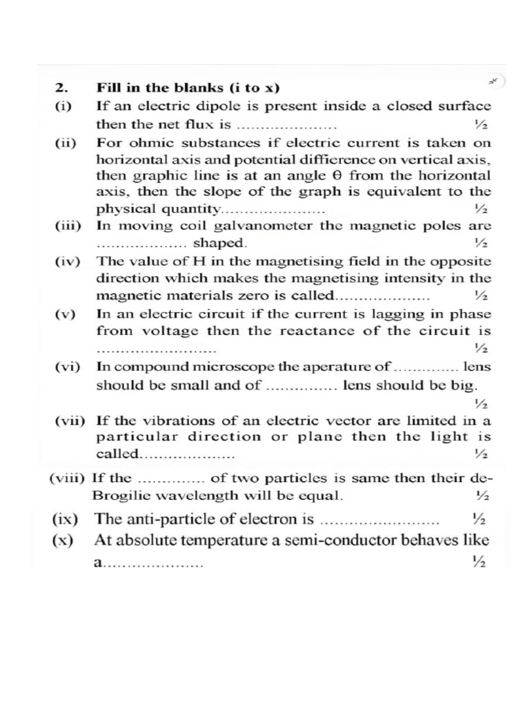 Physics - Fill in The Blanks 3 | PDF