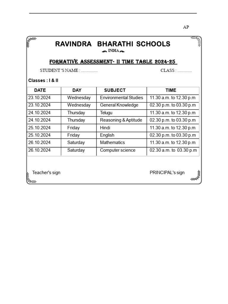 AP FA II Schedules-Primary | PDF | Earth Sciences
