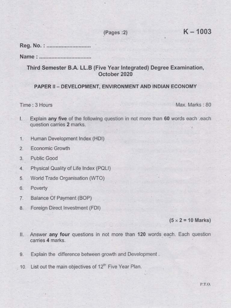 Economics BA III Oct 2020 | PDF