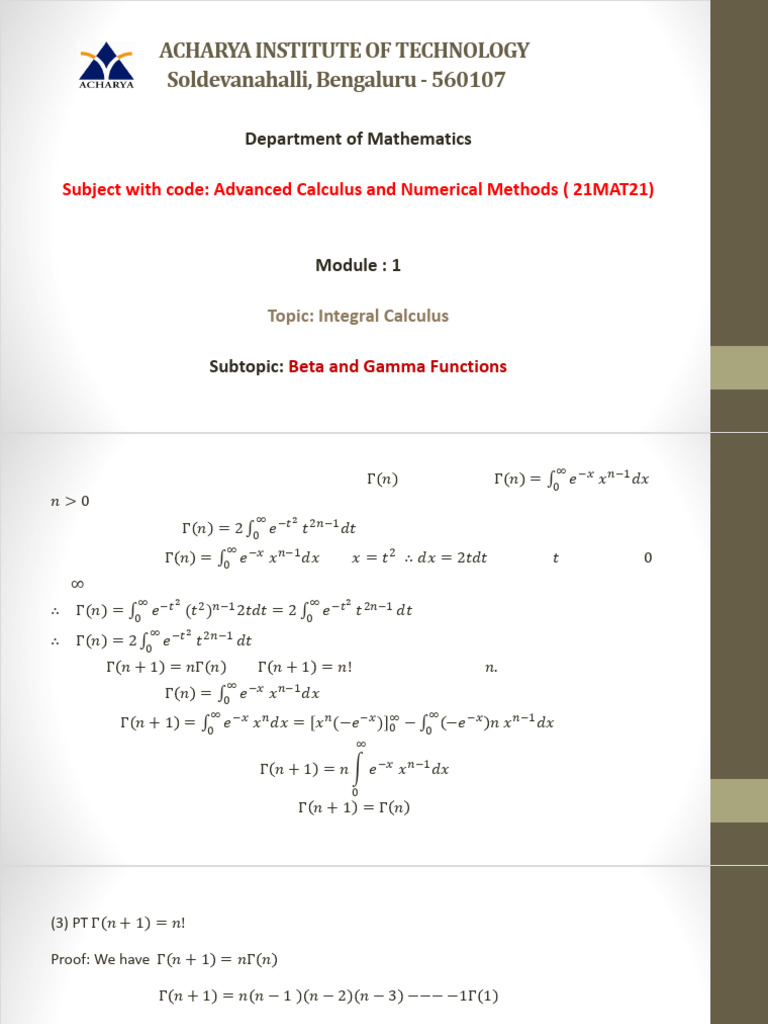 Beta and Gamma Functions Overview | PDF | Function (Mathematics ...