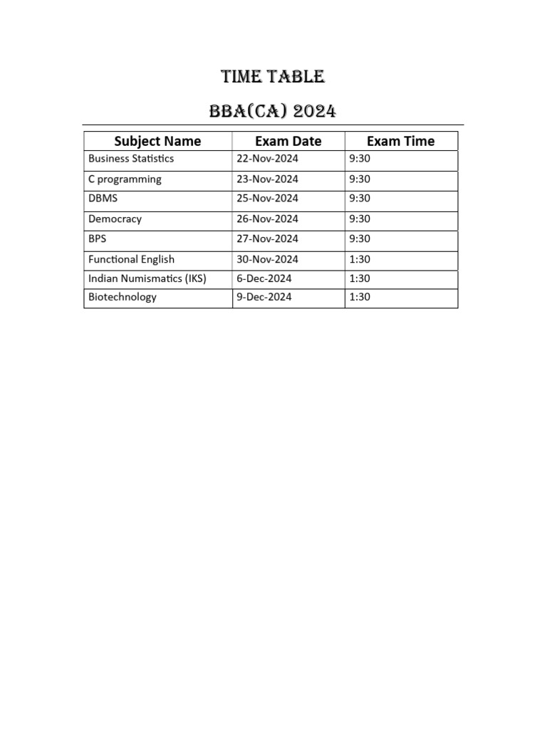 Time Table | PDF