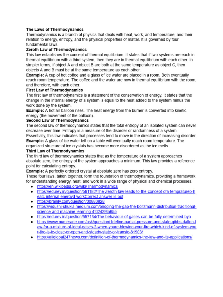Laws of Thermodynamics With Details and Examples | PDF | Laws Of ...