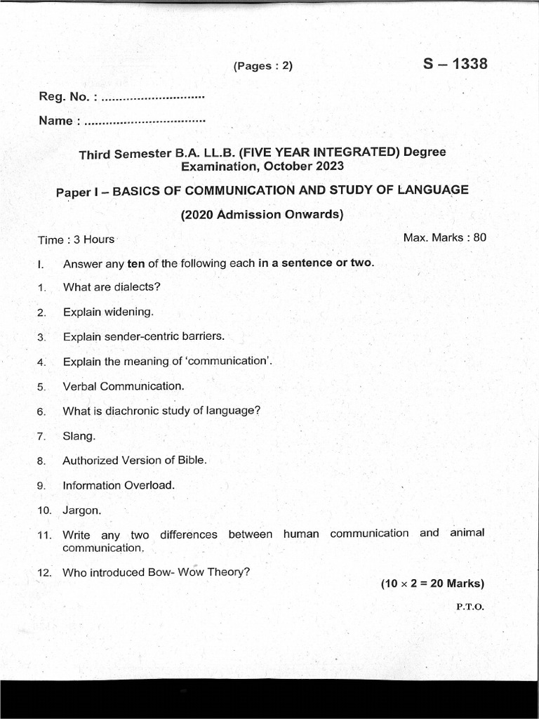 Basics of Communication and Study of Language S-1338 | PDF