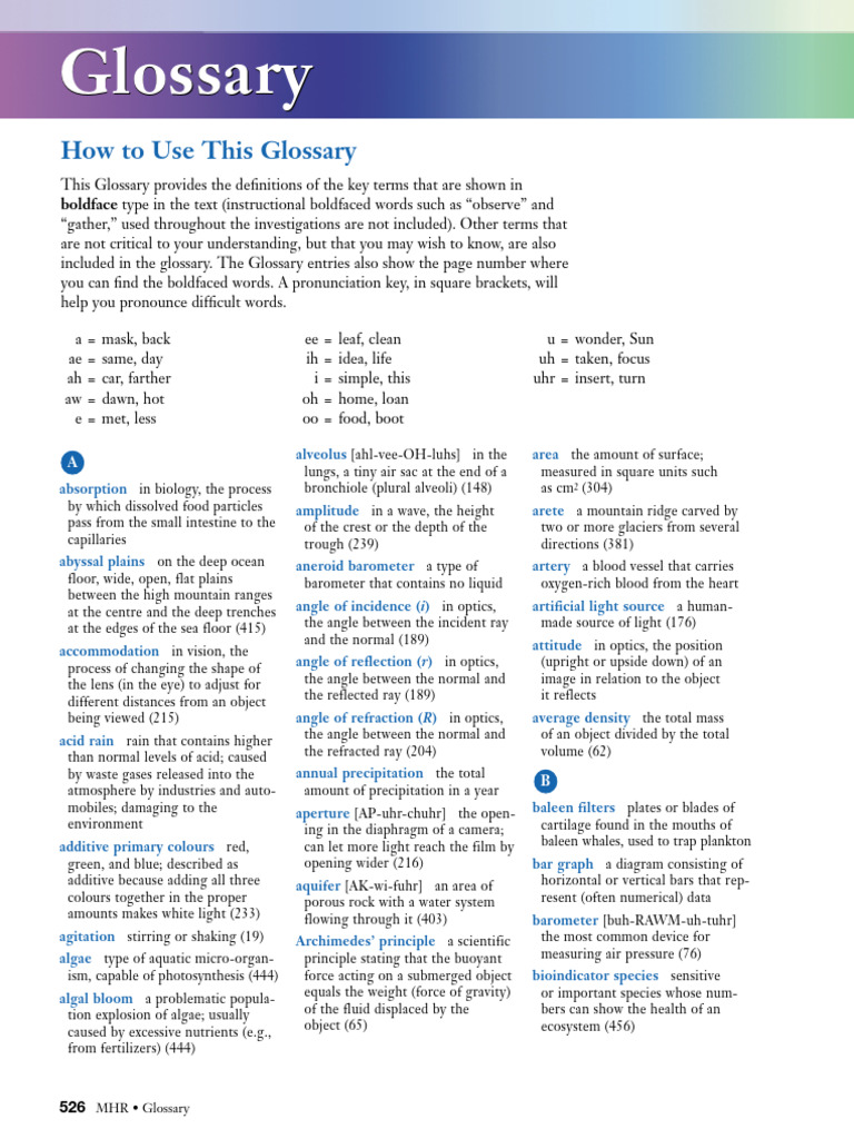 Science Focus 8 Glossary | PDF | Cell (Biology) | Water