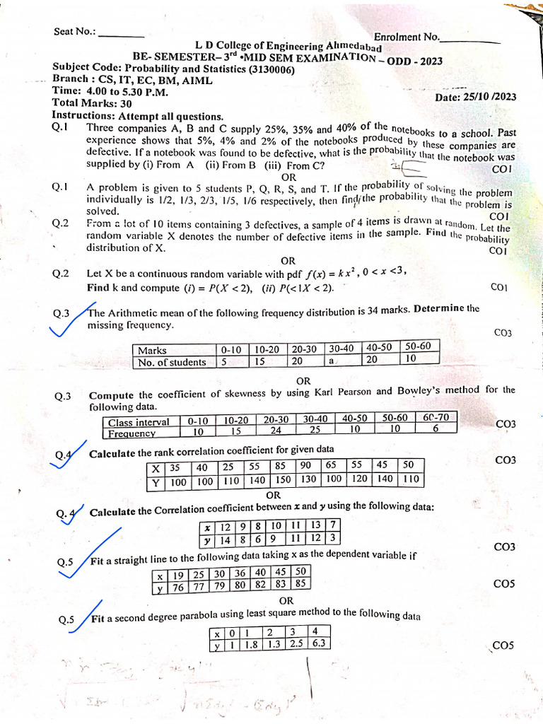 Mids Paper Sem 3 | PDF