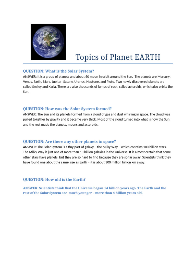 Topics of Planet EARTH | PDF