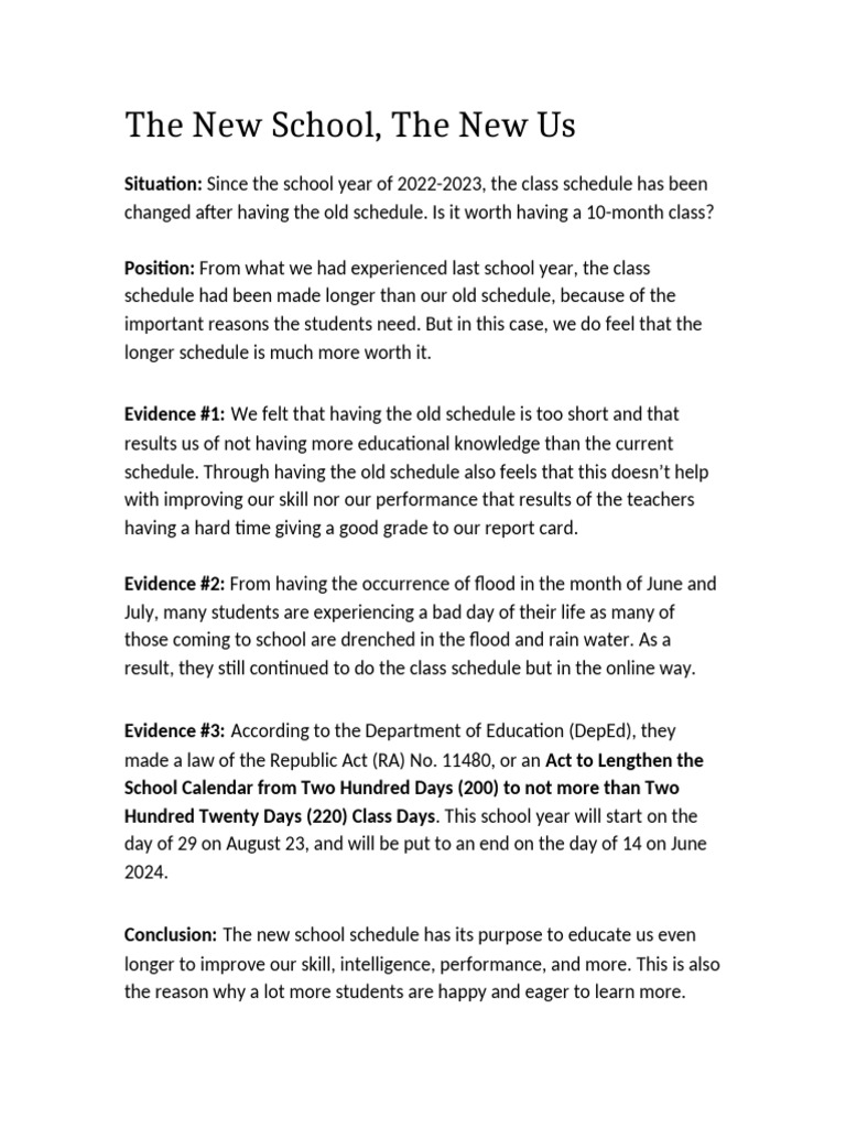 The New Schedule, The New Us | PDF