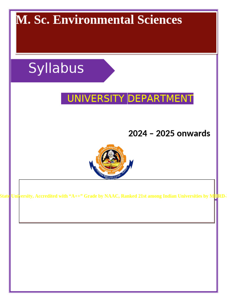 M.Sc. in Environmental Sciences Syllabus | PDF | Soil | Microorganism