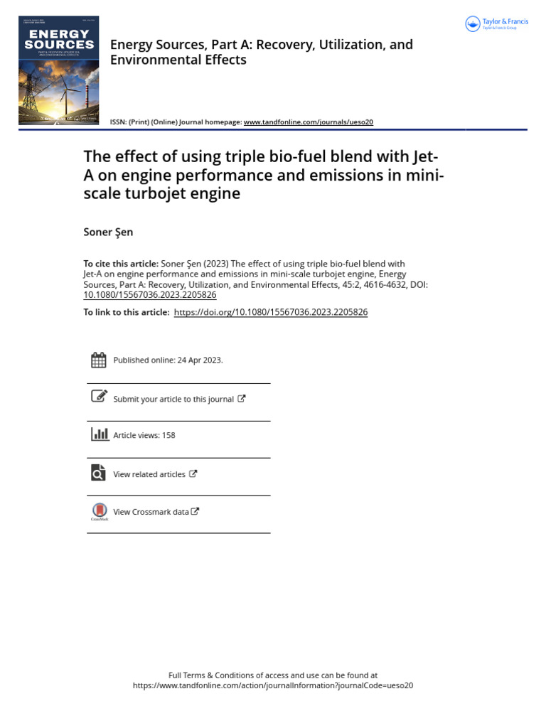 The Effect of Using Triple Bio-Fuel Blend With Jet-A On Engine ...