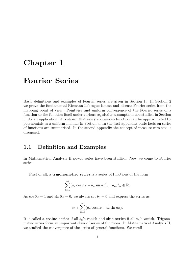 Chapter 1 Fourier Series 2024 | PDF | Fourier Series | Fourier Transform