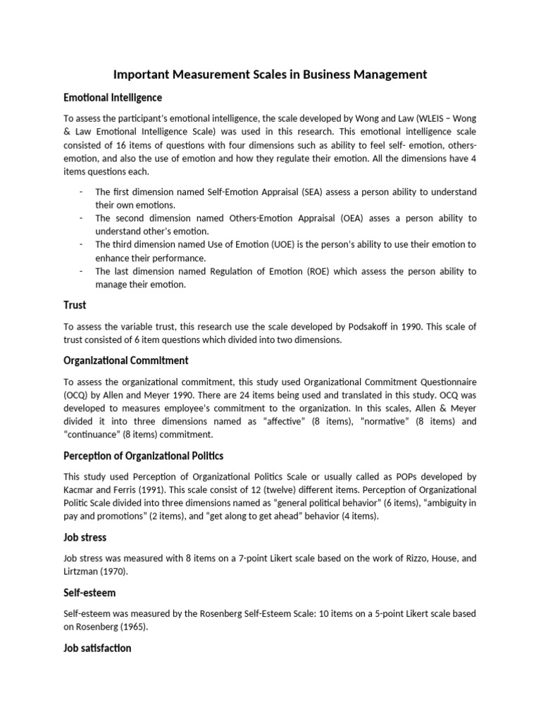 Key Measurement Scales in Business Management | PDF | Cognition ...