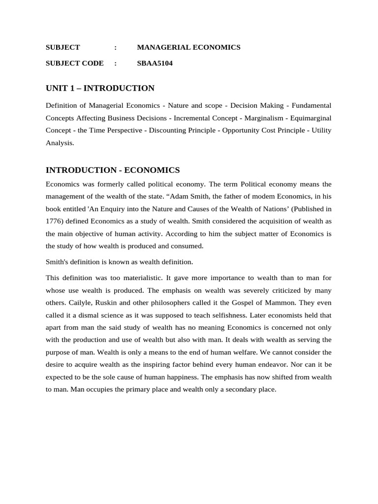 Managerial Economics: Key Concepts Explained | PDF | Utility | Economics