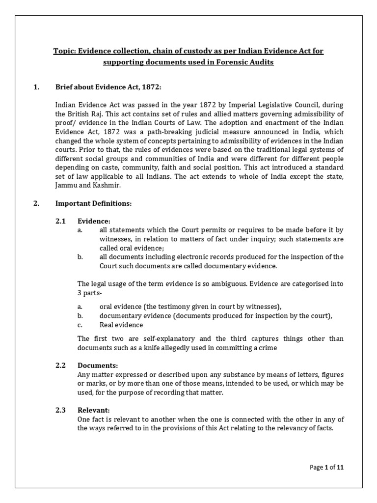 Forensic Audit Evidence Collection Guide | PDF | Question Of Law ...