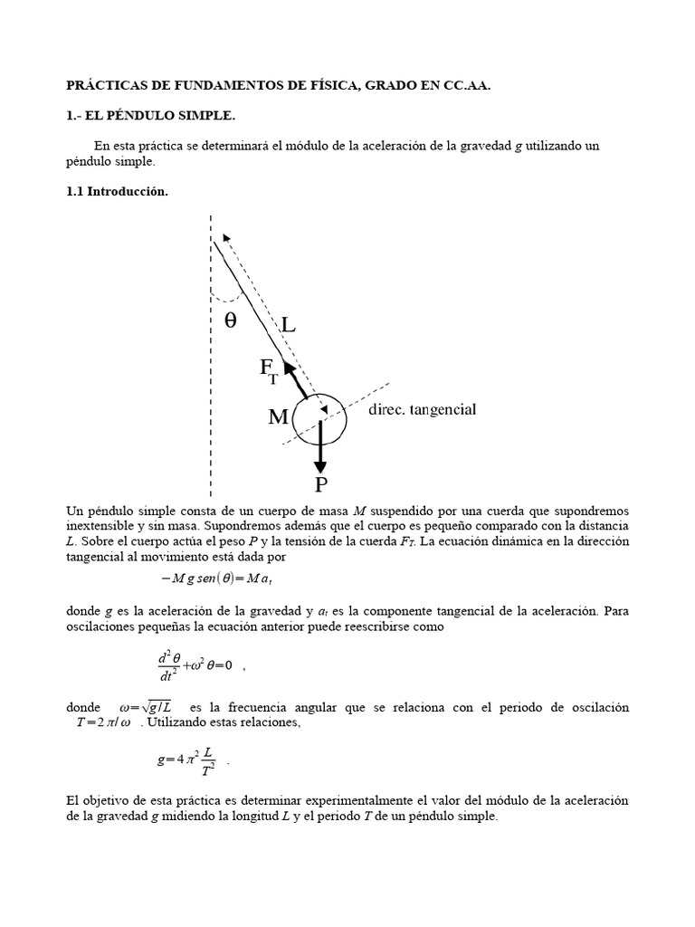Práctica Péndulo Simple | PDF | Péndulo | Regresión lineal