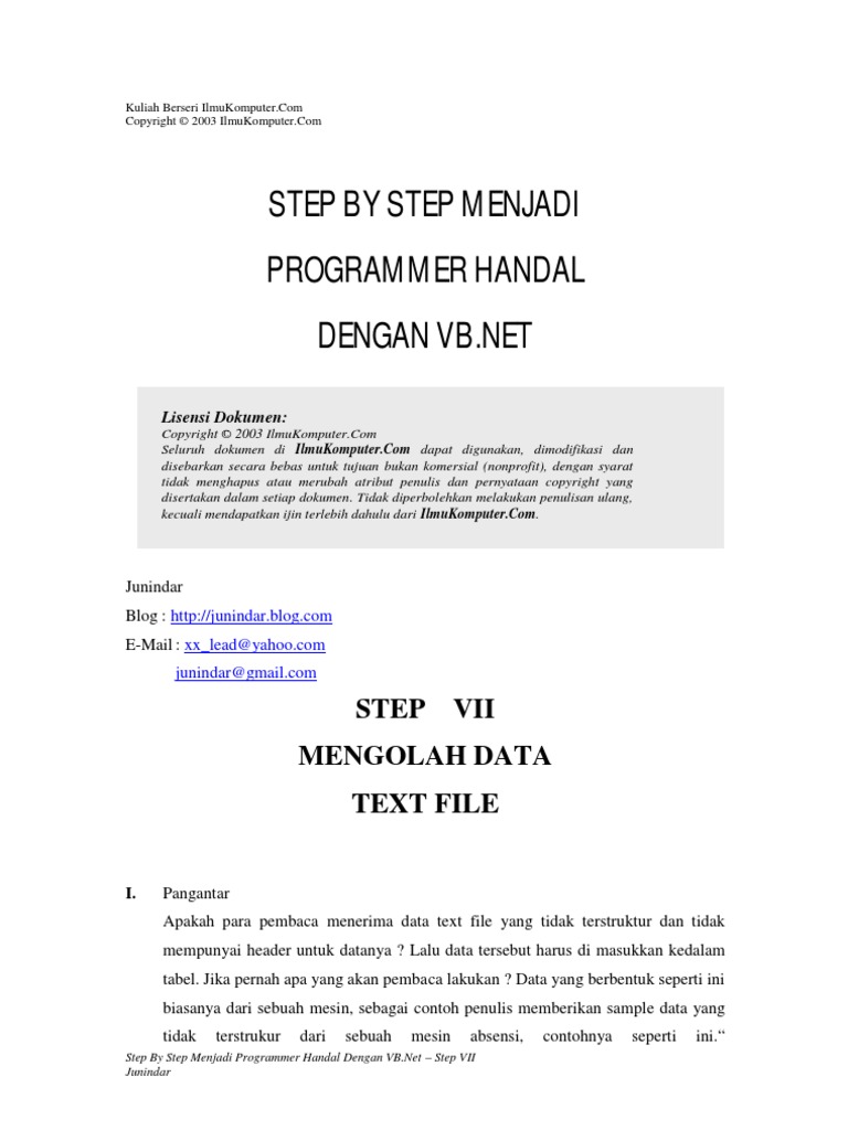 Step by Step Menjadi Programmer Handal Dengan VB - Net 7 | PDF