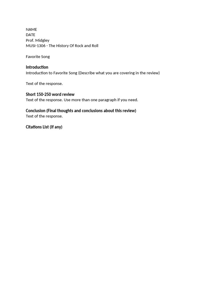 Favorite Song Template | PDF | Language Arts & Discipline | Art