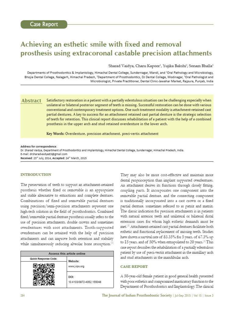 Achieving An Esthetic Smile With Fixed and Removal.17 | PDF | Dental Implant | Dentures