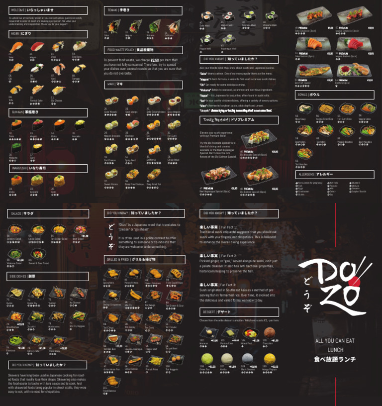 Dozo Sushi Lunchkaart | PDF | Sushi | Food And Drink