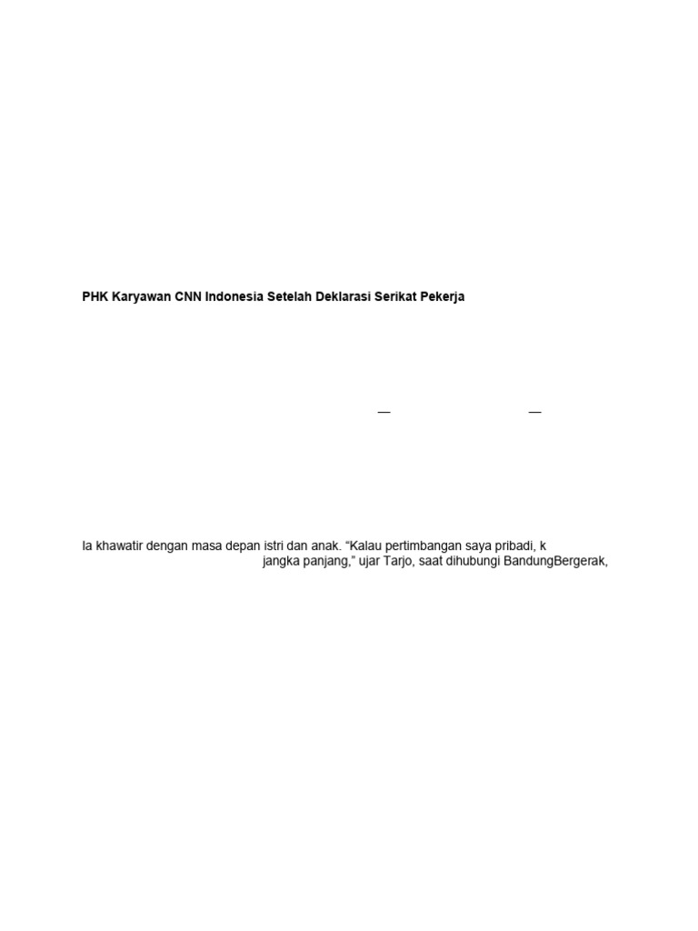 Tugas Hubungan Industrial dan PHK CNN | PDF