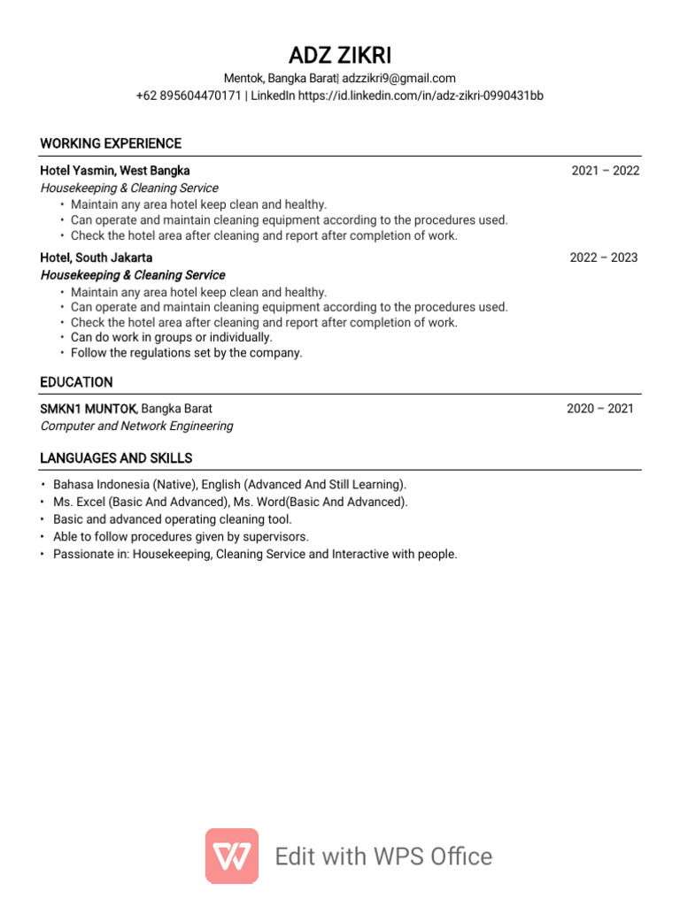 CV ATS Friendly Adz Zikri | PDF | Technology & Engineering