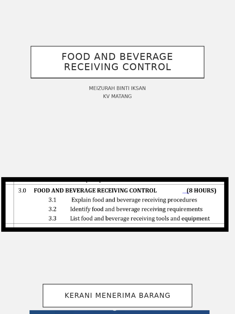 Food Receiving Control Procedures | PDF | Food Industry | Food Science