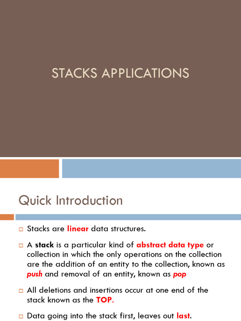Dsa CH 4 Stacks Application | PDF | Computer Programming | Algorithms ...
