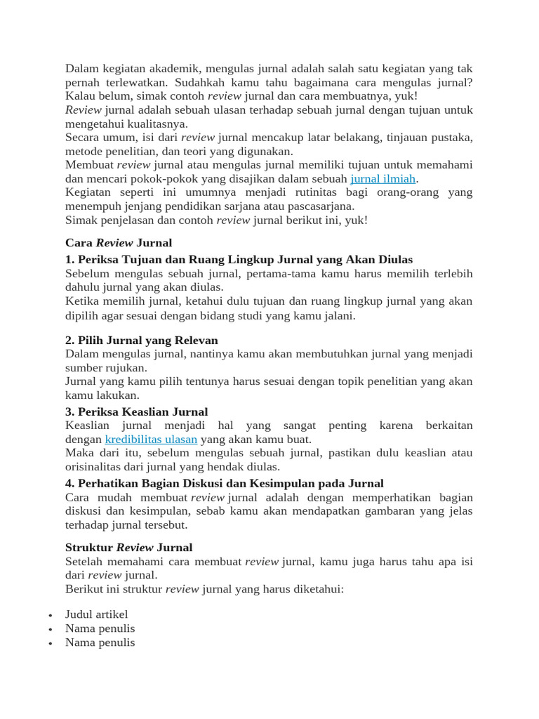Contoh Cara Mereview Jurnal | PDF | Pengembangan Diri