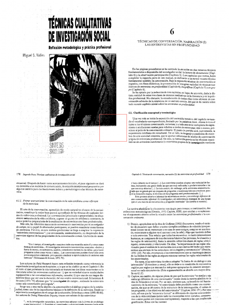 3.valles Miguel Cap 6 Tecnicas Cualitativas de Investigacion Social .Compressed | PDF