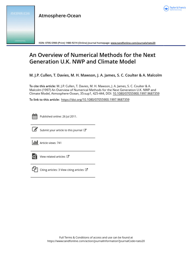 An Overview Of Numerical Methods For The Next Generation U K Nwp And
