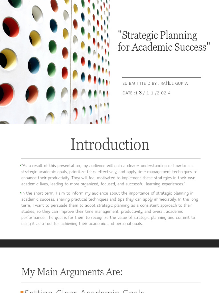 Strategic Planning For Academic Success | PDF