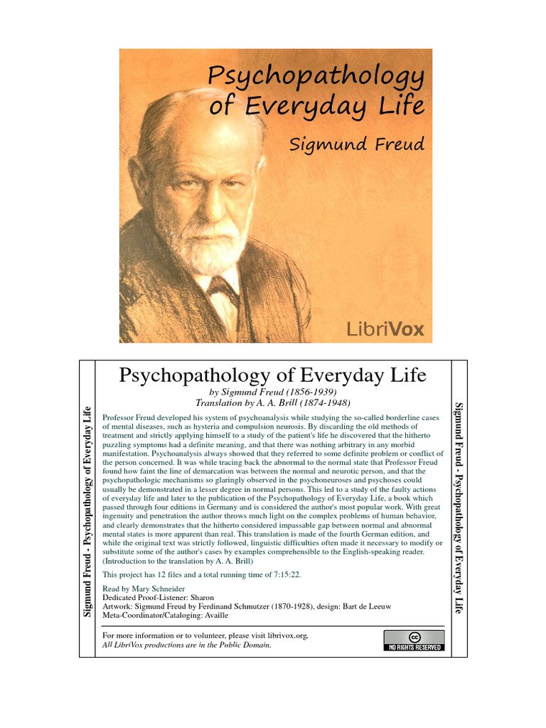 Psychopathology of Everyday Life: by Sigmund Freud (1856-1939 ...