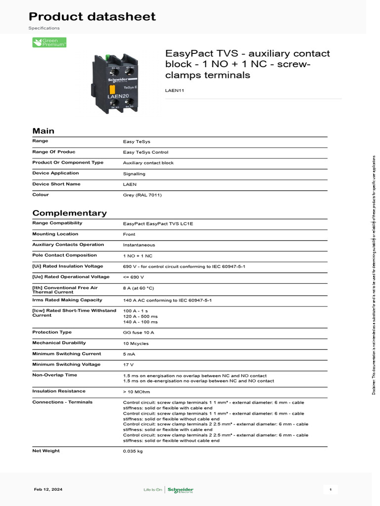 EasyPact TVS Auxiliary Contact Guide | PDF | Manufactured Goods ...