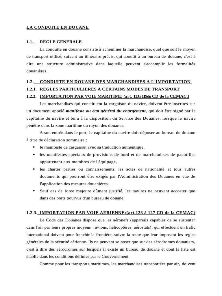 Conduite et Mise en Douane des Marchandises | PDF | Transport | Aérodrome