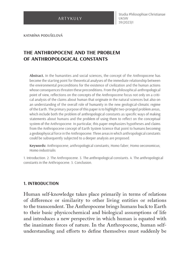 The Anthropocene and The Problem of | PDF | Anthropocene | Geologic Time Scale