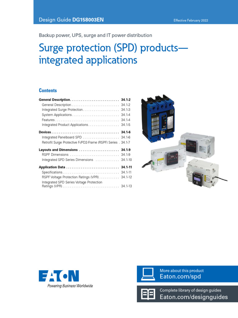 1.12 Catalogo Eaton Surge Protection (SPD) Products-Integrated Applications | PDF | Equipment ...