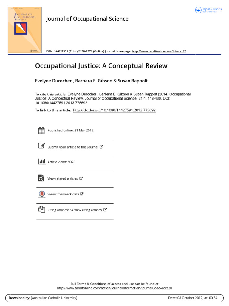 Occupational Justice: Conceptual Review | PDF | Social Justice | Justice