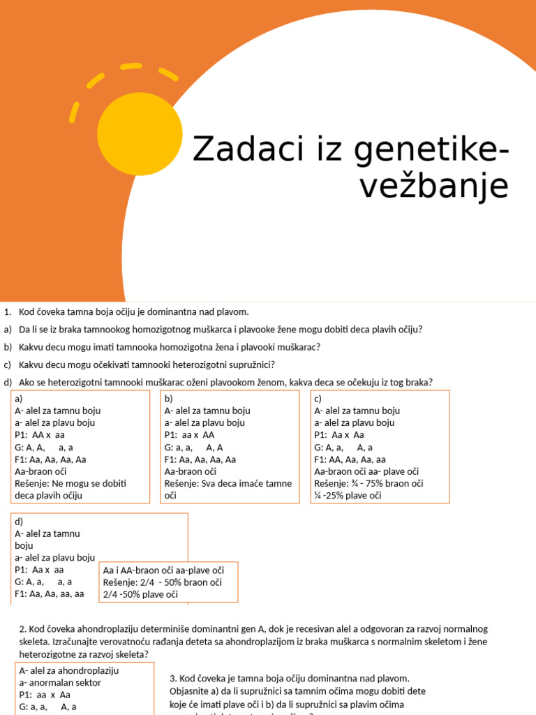 Zadaci Iz Genetike-Vežbanje | PDF