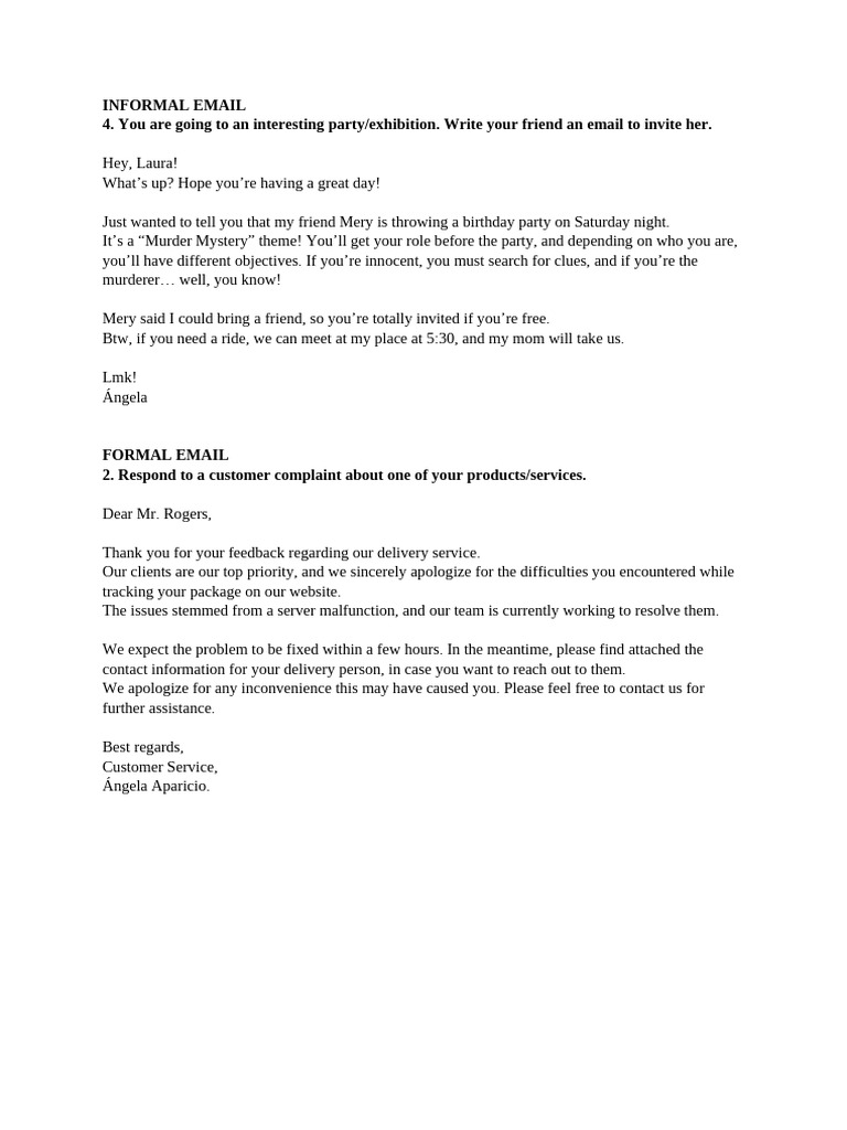 Formal and Informal Email | PDF