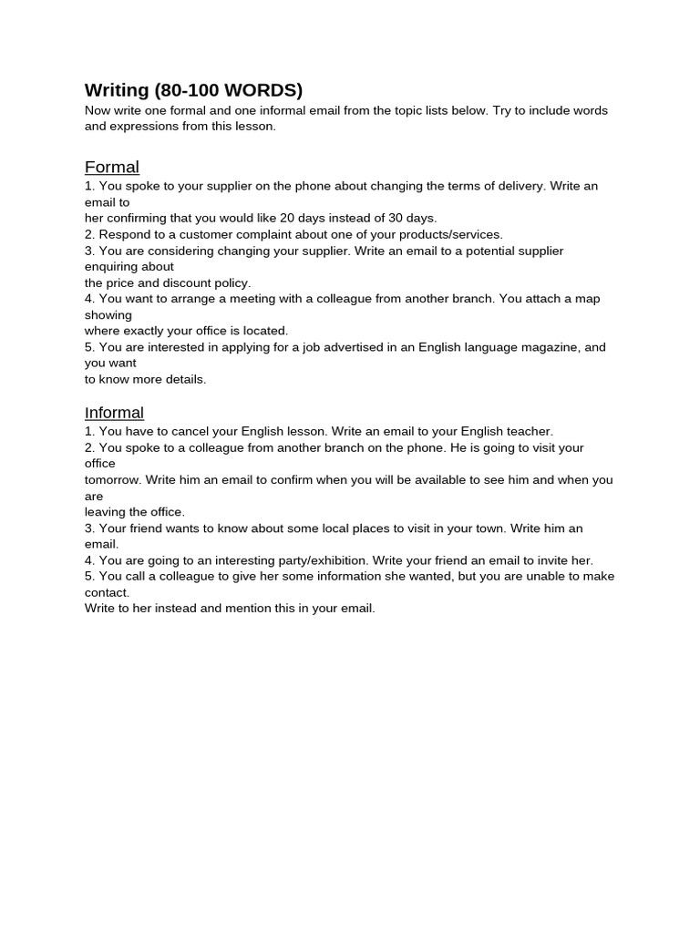 E-Mail Writing Exercises | PDF E-Mail Writing Exercises | PDF