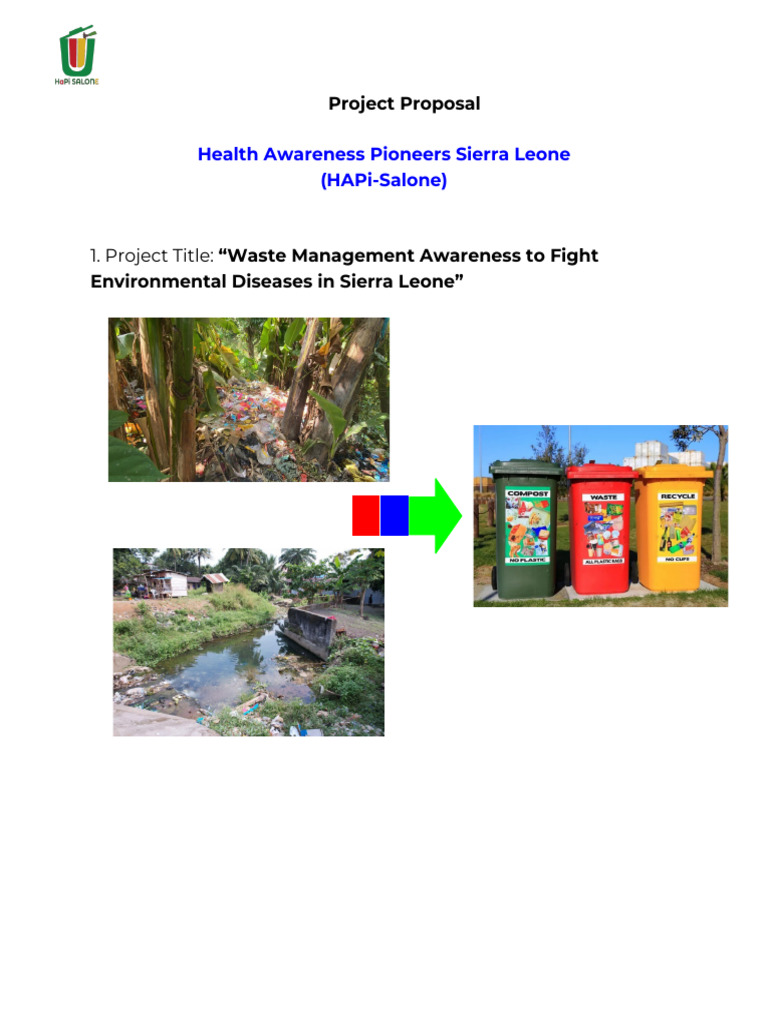 Project Proposal - Environmental Health Awareness Aid in Sierra Leone ...