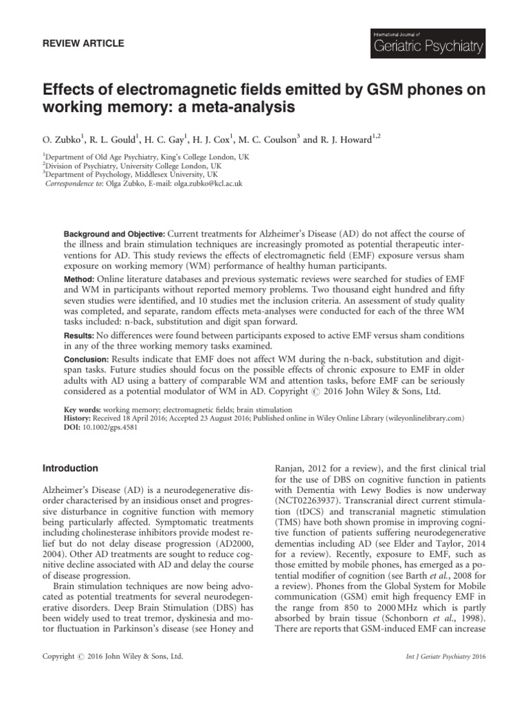 Effects of Electromagnetic Fields Emitted by GSM Phones On Working ...