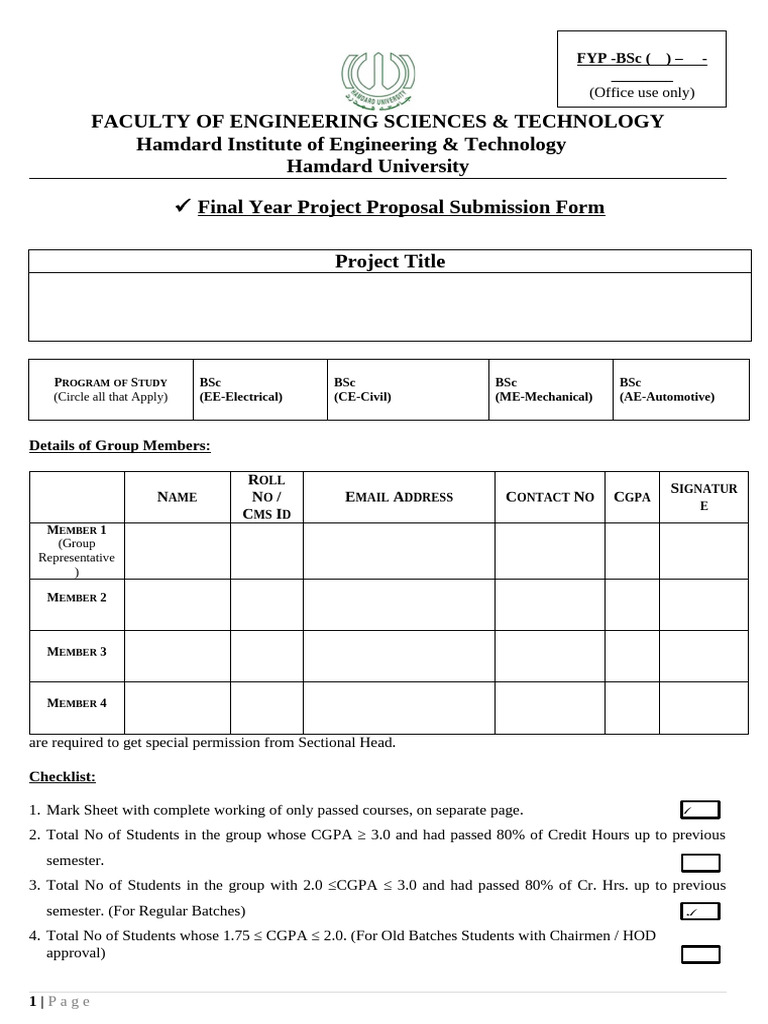 FYP Proposal Form | PDF | Engineering | Project Management