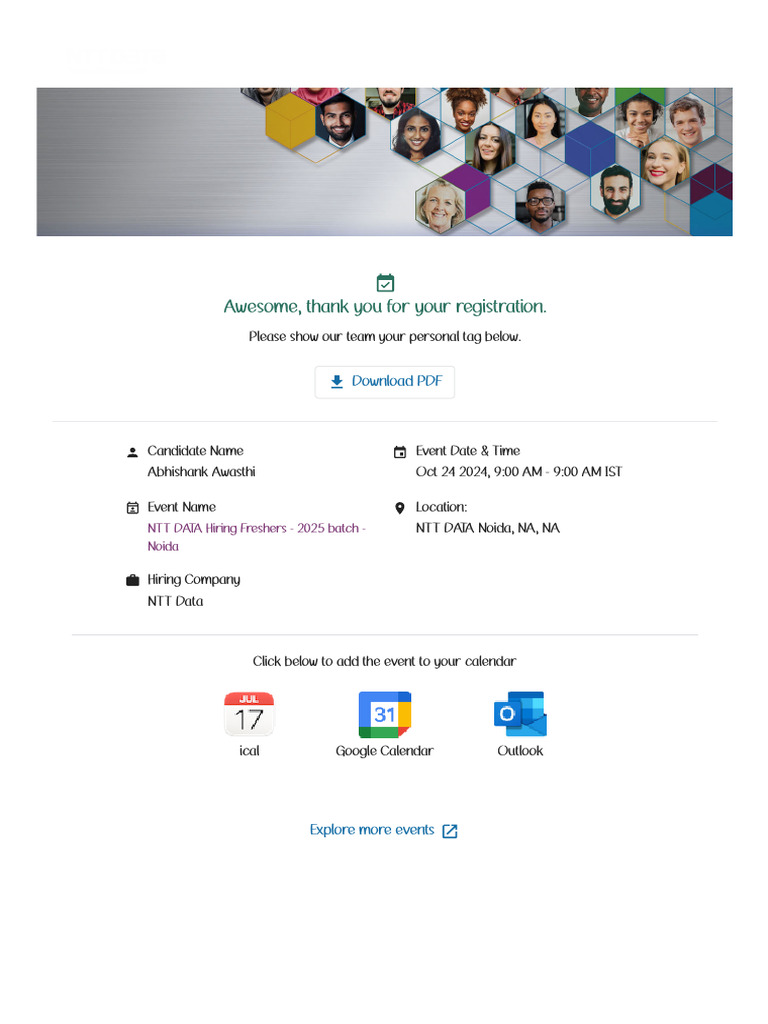 NTT DATA Hiring Freshers - 2025 Batch - Noida | PDF NTT DATA Hiring Freshers - 2025 Batch - Noida | PDF
