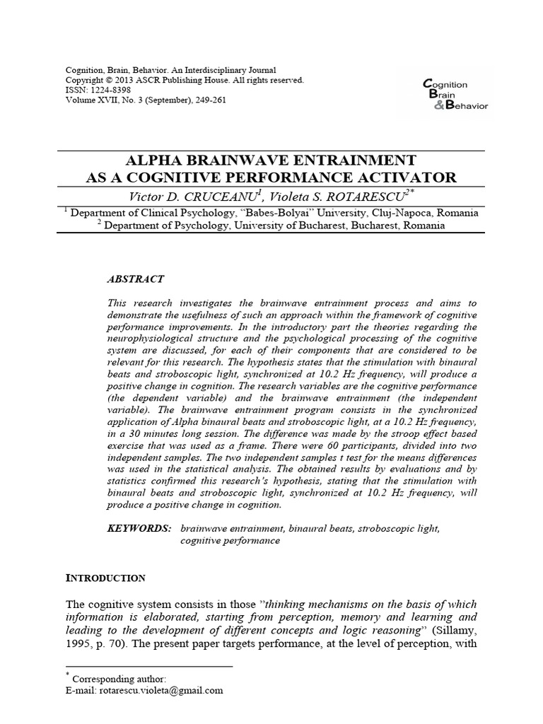 Alpha Brainwave Entrainment As A Cogniti | PDF | Neural Oscillation ...