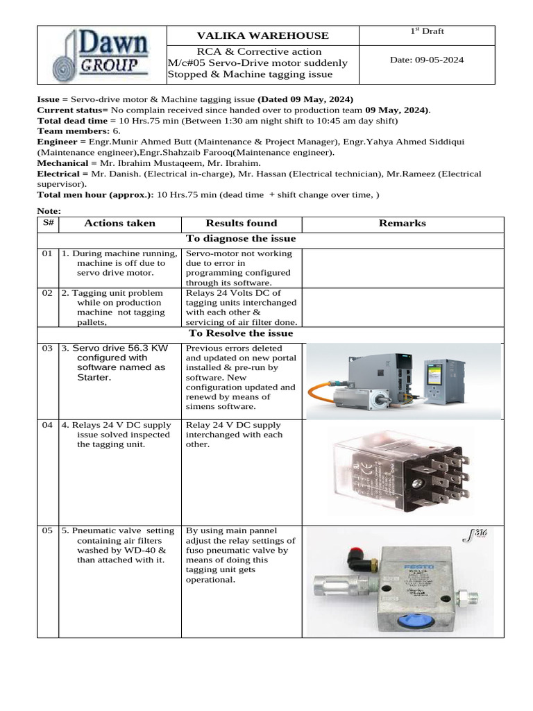 Servo-Drive Motor Issue RCA Report | PDF | Electrical Engineering ...