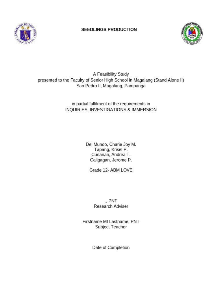 Seedlings Production | PDF | Feasibility Study | Seed